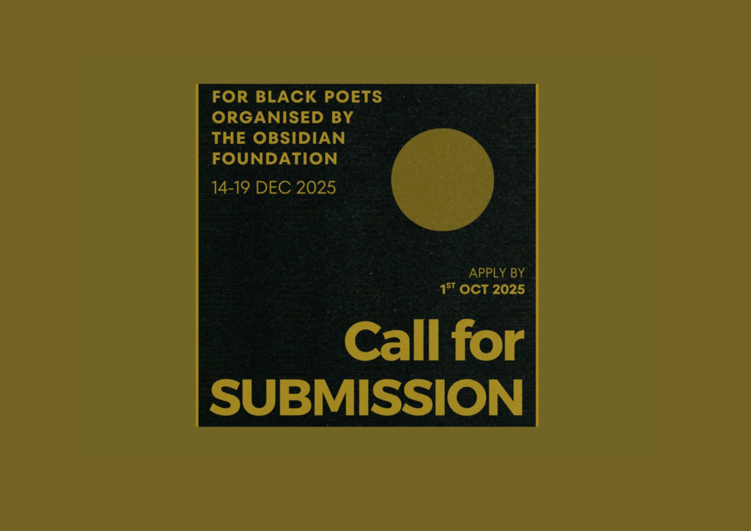 Obsidian Foundation Opens Call for 2025 Online Retreat - JAY Lit