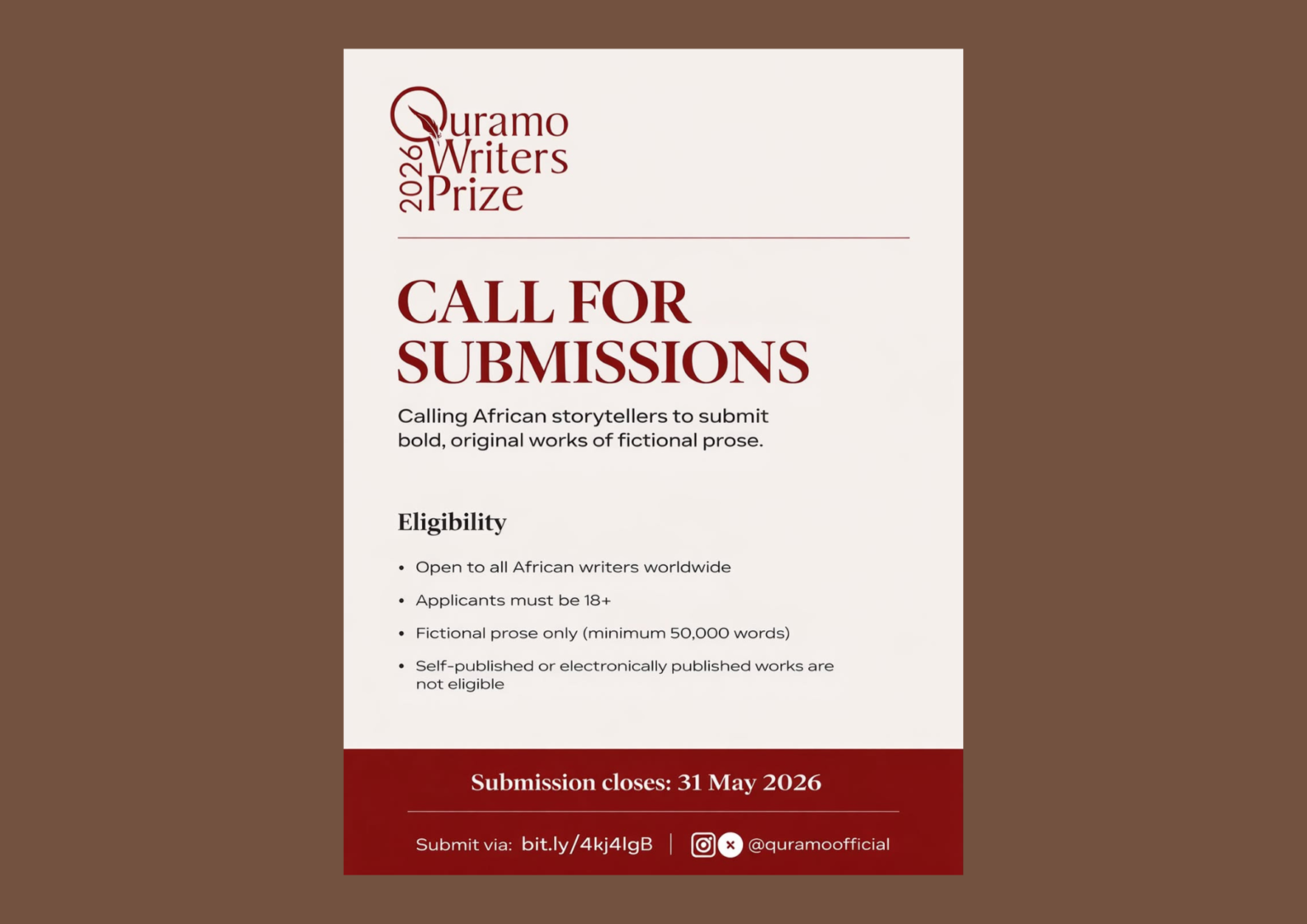 Quramo Writers’ Prize 2026 Opens for Submissions - JAY Lit